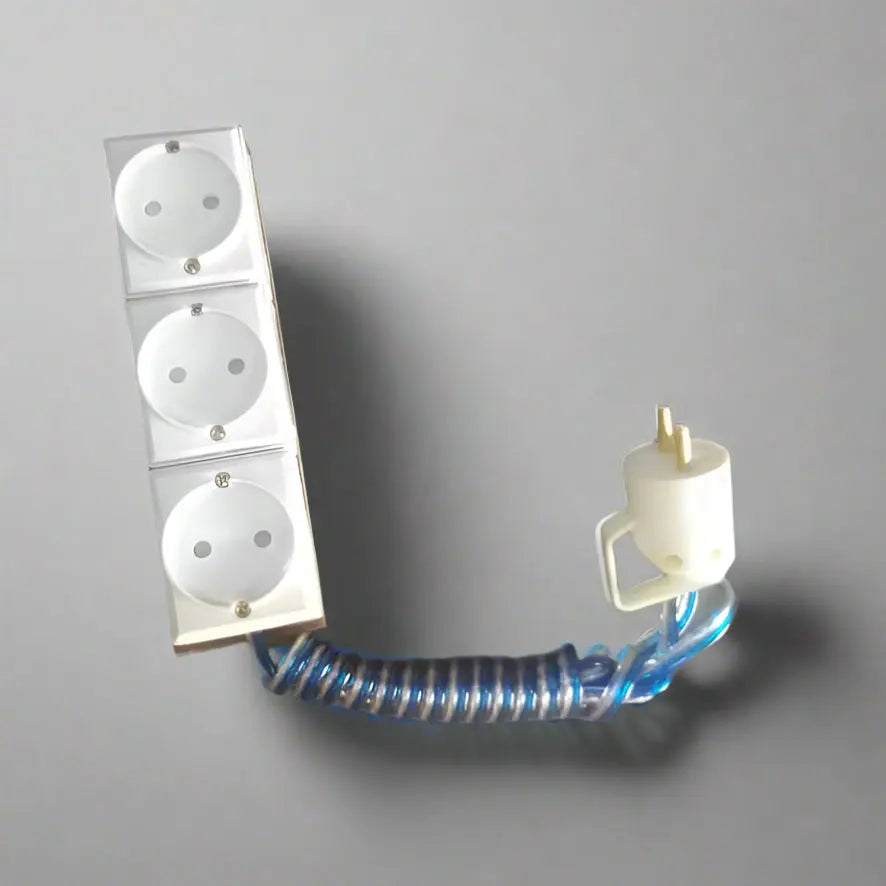 Compact 3-Socket Power Strip with Coiled Cord - Murukali.com