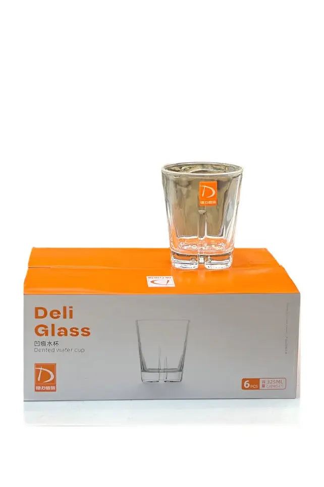 Deli Glass Dented Water Cup Set of 6 pcs - Murukali.com
