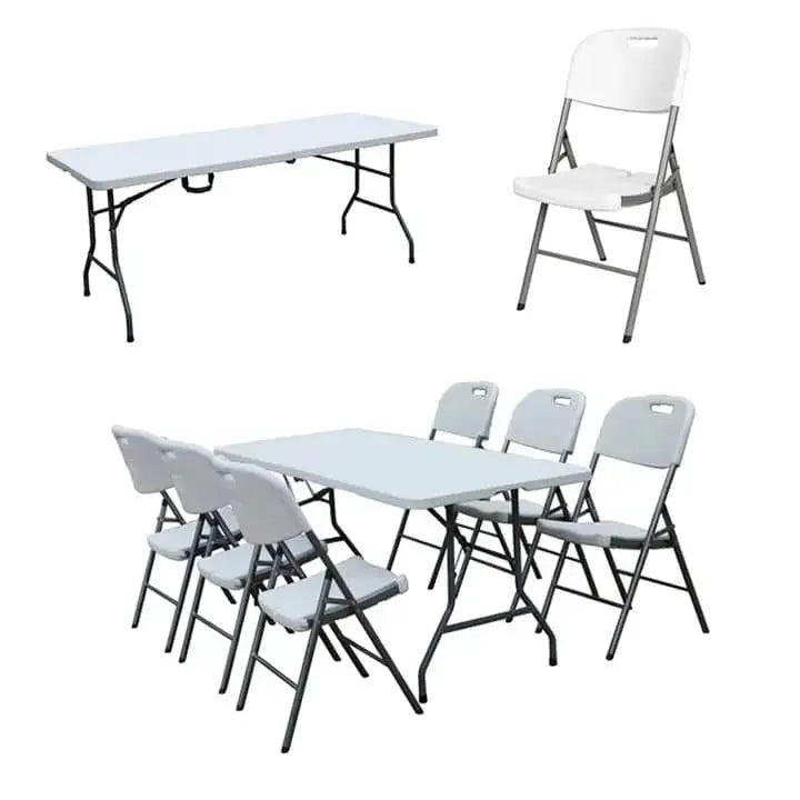 Folding Plastic Table and Chair/6chairs - Murukali.com