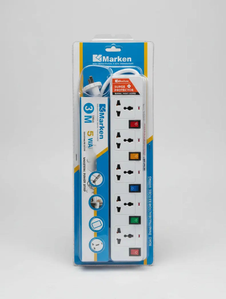 Marken 5-Way Universal Power Strip with Surge Protection – 3M Cable ...