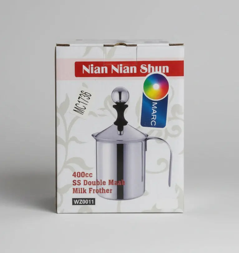 Nian Nian Shun SS Double Mesh Milk Frother – 400ml Manual Stainless ...