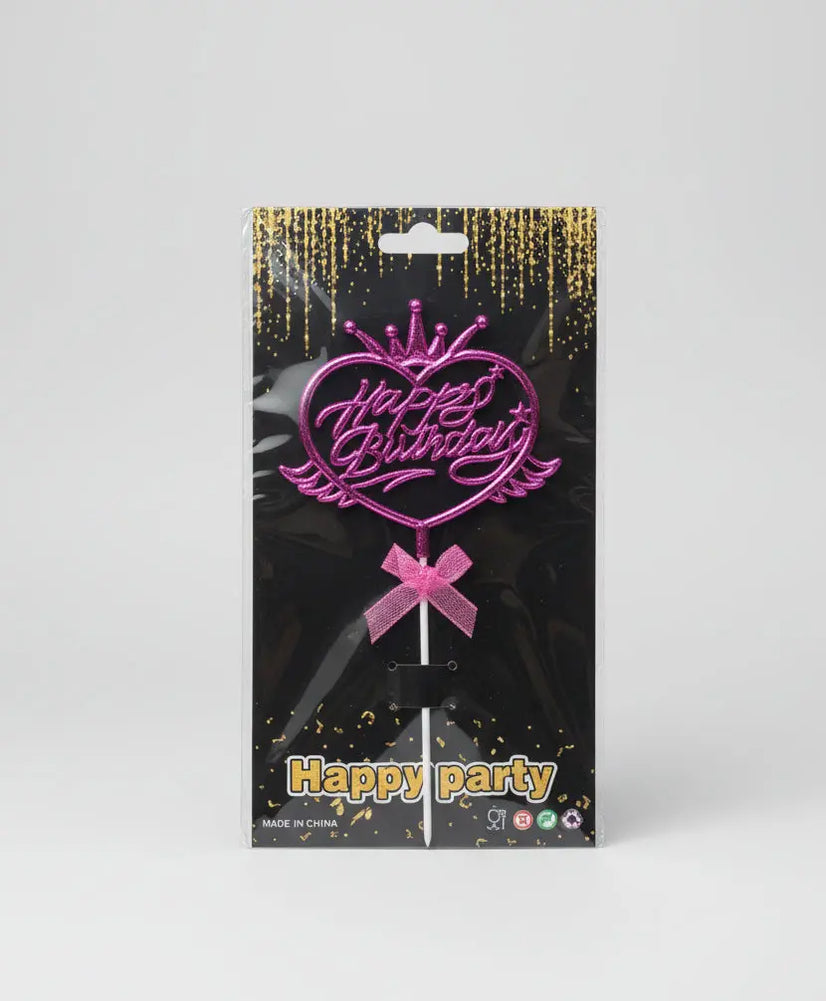 Pink “Happy Birthday” Cake Topper - Murukali.com