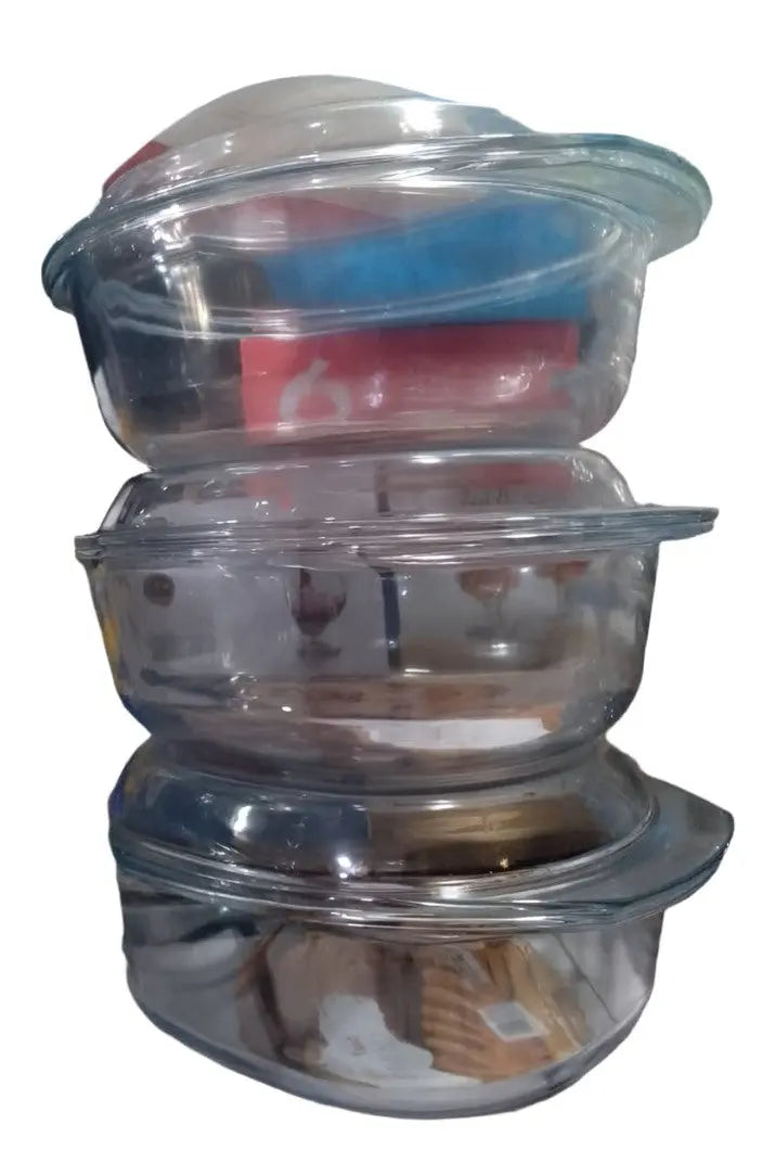 Pyrex glass serving dishes with lids 3pcs - Murukali.com