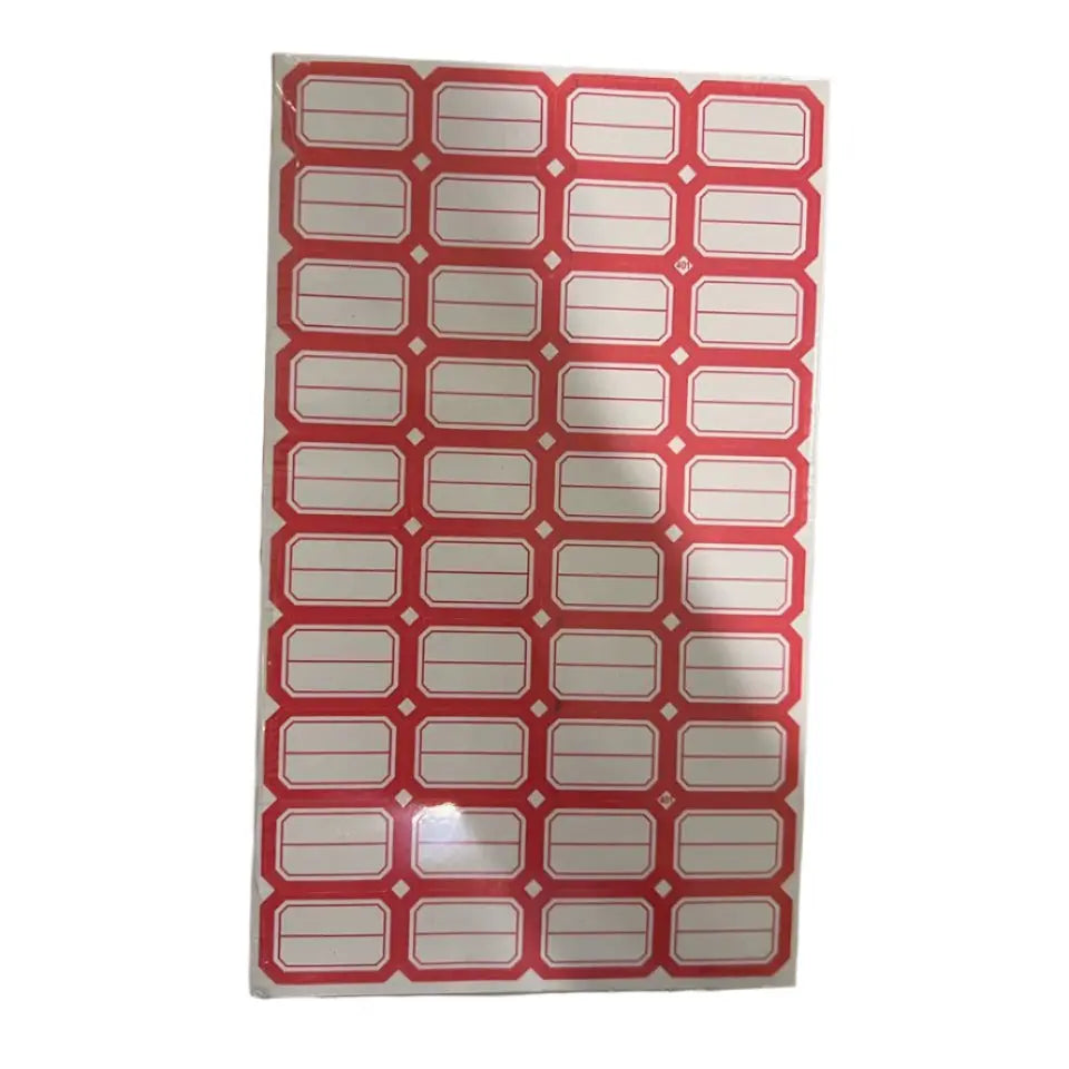 Red and White Name Label Stickers, 60 Pieces - Murukali.com