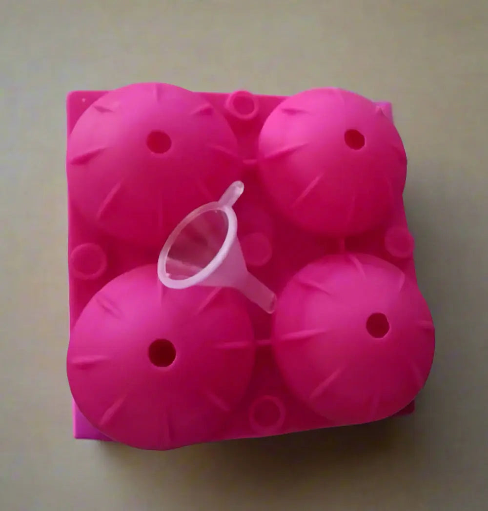 Silicone Ice Ball Mold with Funnel 4-Cavity Sphere Ice Maker ...