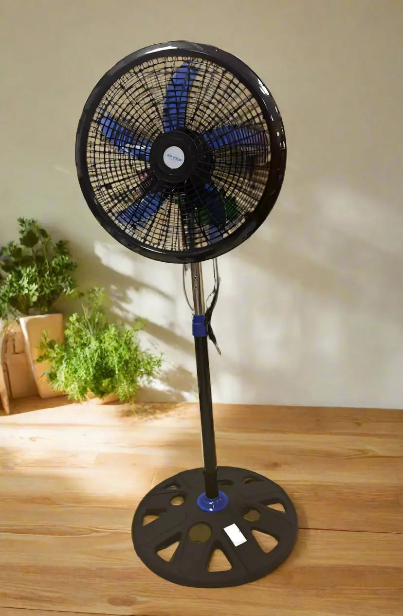 Standing Pedestal Fan on Display in Electronics Store - Murukali.com