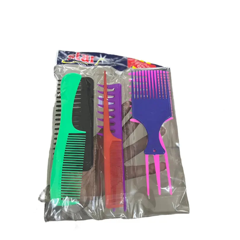 Star 3-Piece Comb Set - Vibrant Colors for Styling & Detangl ...
