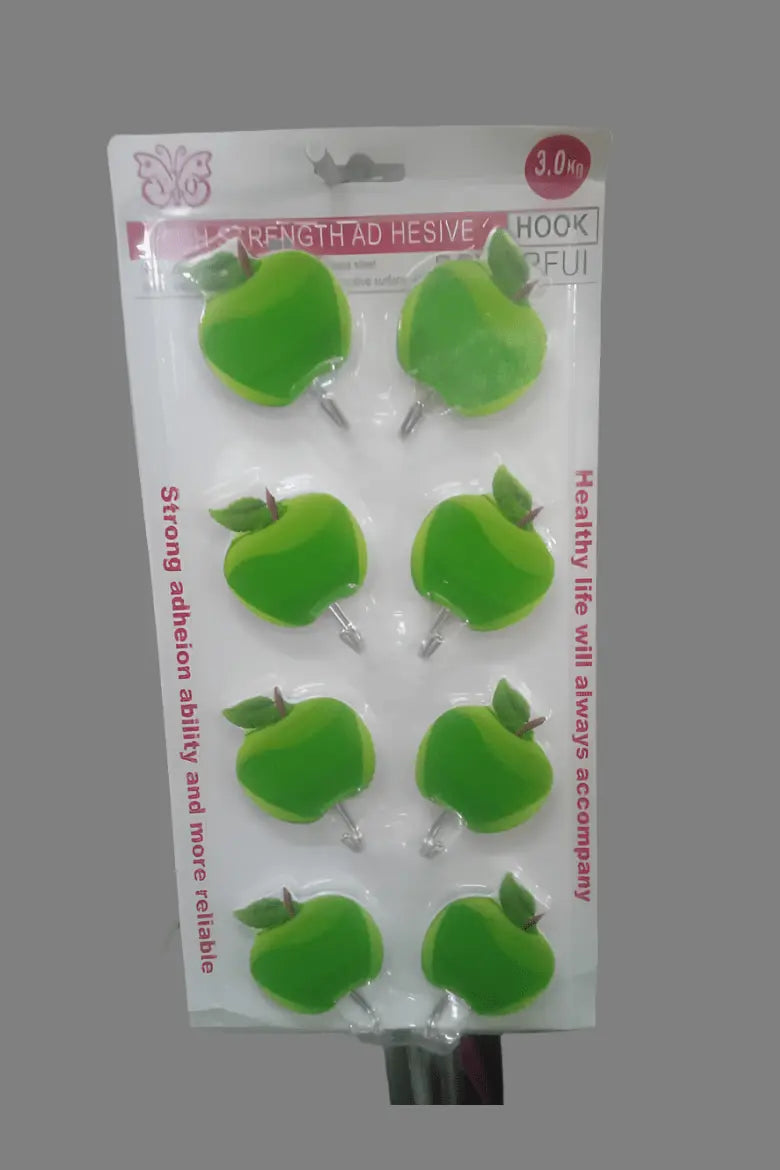 Wall Hook Hanger Plastic Apple Adhesive 8Pcs - Murukali.com