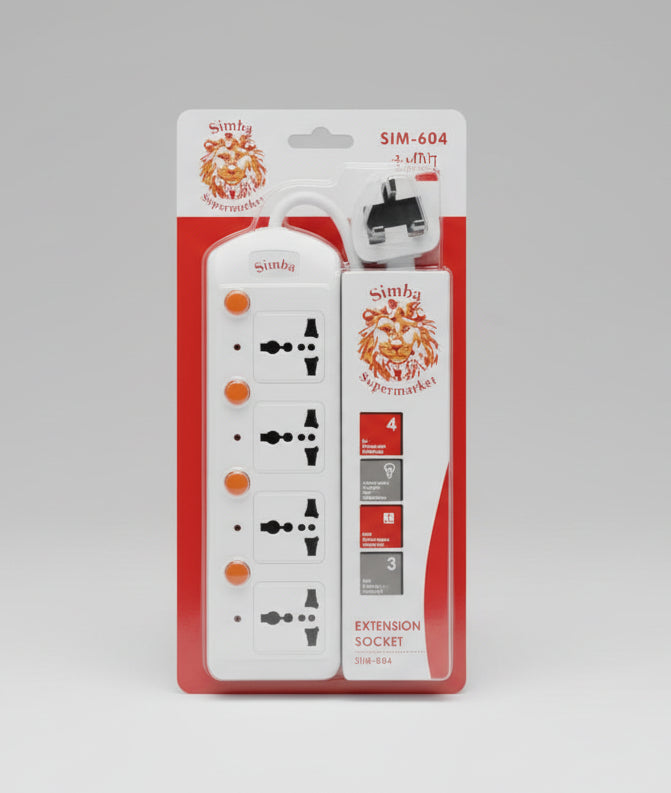Simba Extension Socket SIM-604 – 4-Way Universal Power Strip with Indi ...