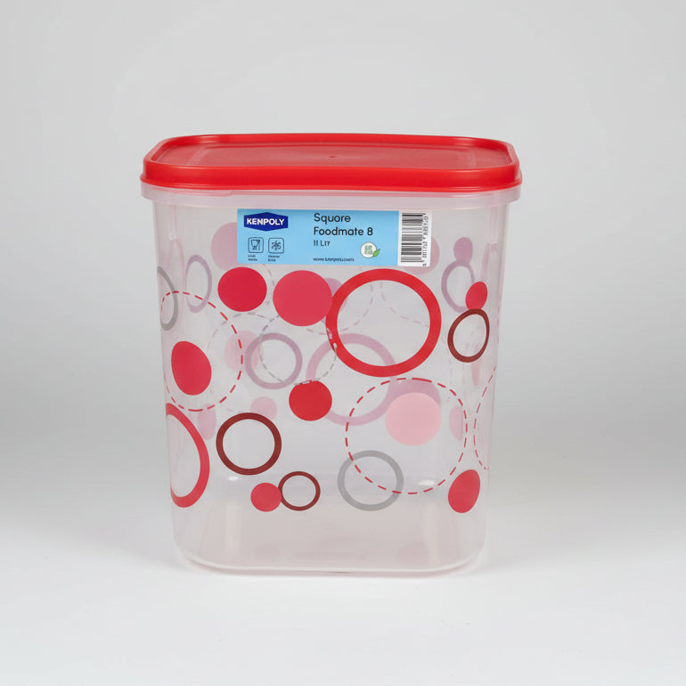 Kenpoly FoodMate Square Container – Clear Body with Red Lid and Pink ...