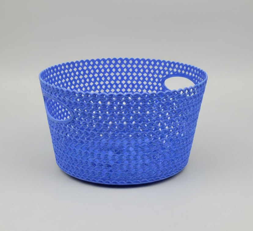 Blue Plastic Spit Circular Basket — Murukali.com