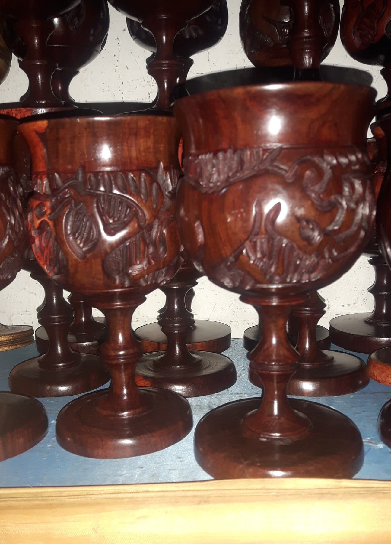 Hand-Carved Wooden Goblets with Animal Motif – Elegant Traditional Cup ...