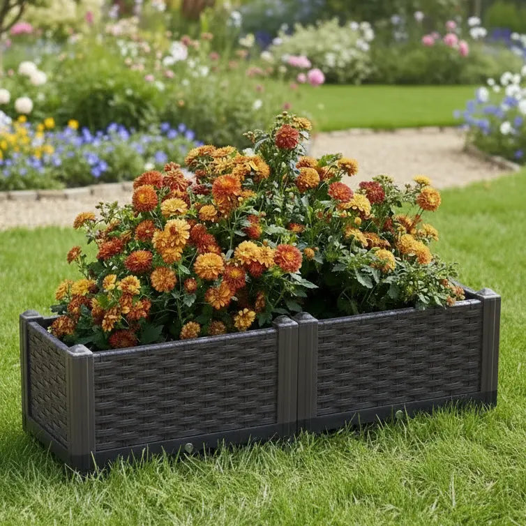 Woven Plastic Red And Yellow Flower Box - Murukali.com