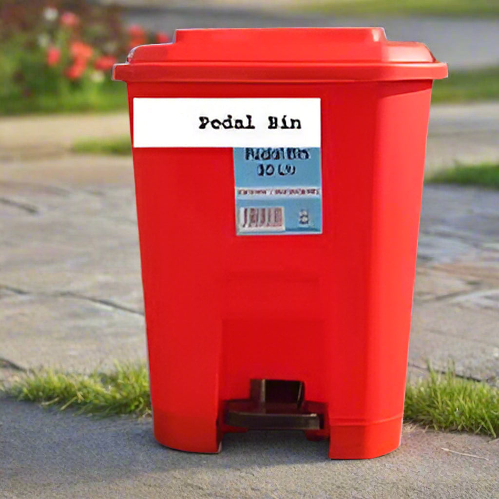 Kenpoly 50L Pedal Bin - Durable Red Waste Bin - Murukali.com